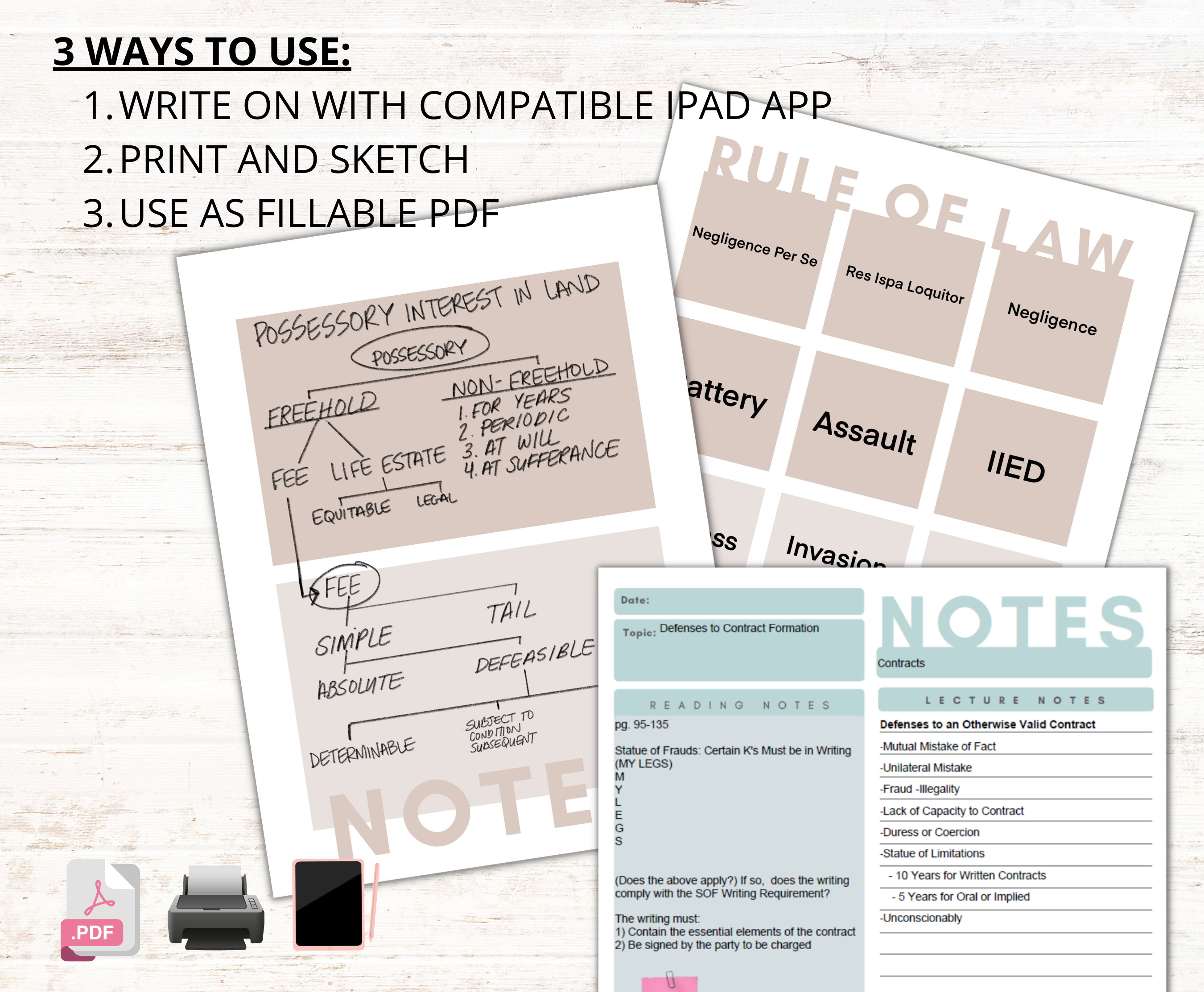 84 Page Note Taking Template Bundle | Law | Grad School | Printable ...