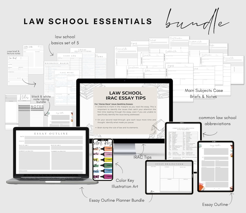 Law School Essentials Bundle | Case Brief, Notes Template (fillable PDF ...