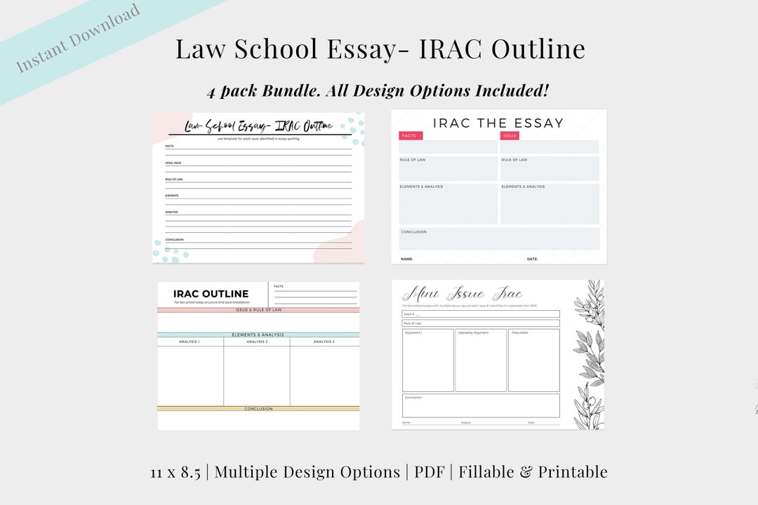 Law School IRAC Essay Outline BUNDLE | Set of 4 | Template | Law School ...