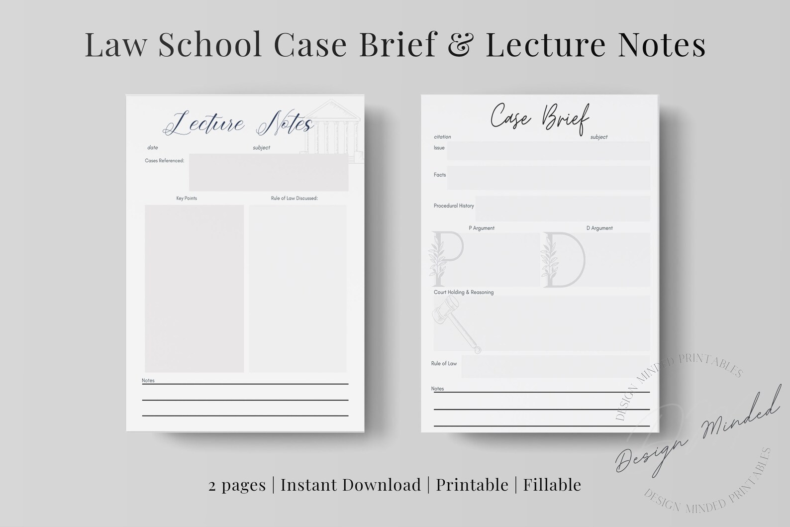 Law School Case Brief and Lecture Notes Template 1L - Etsy