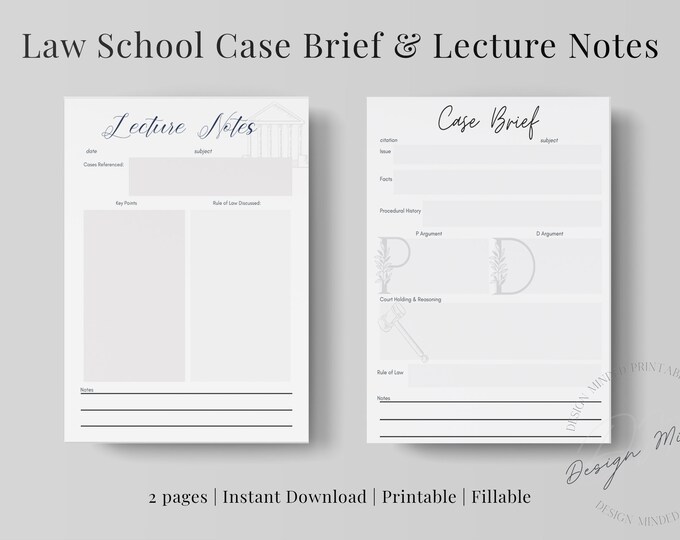 Law School Case Brief and Lecture Notes Template 1L - Etsy