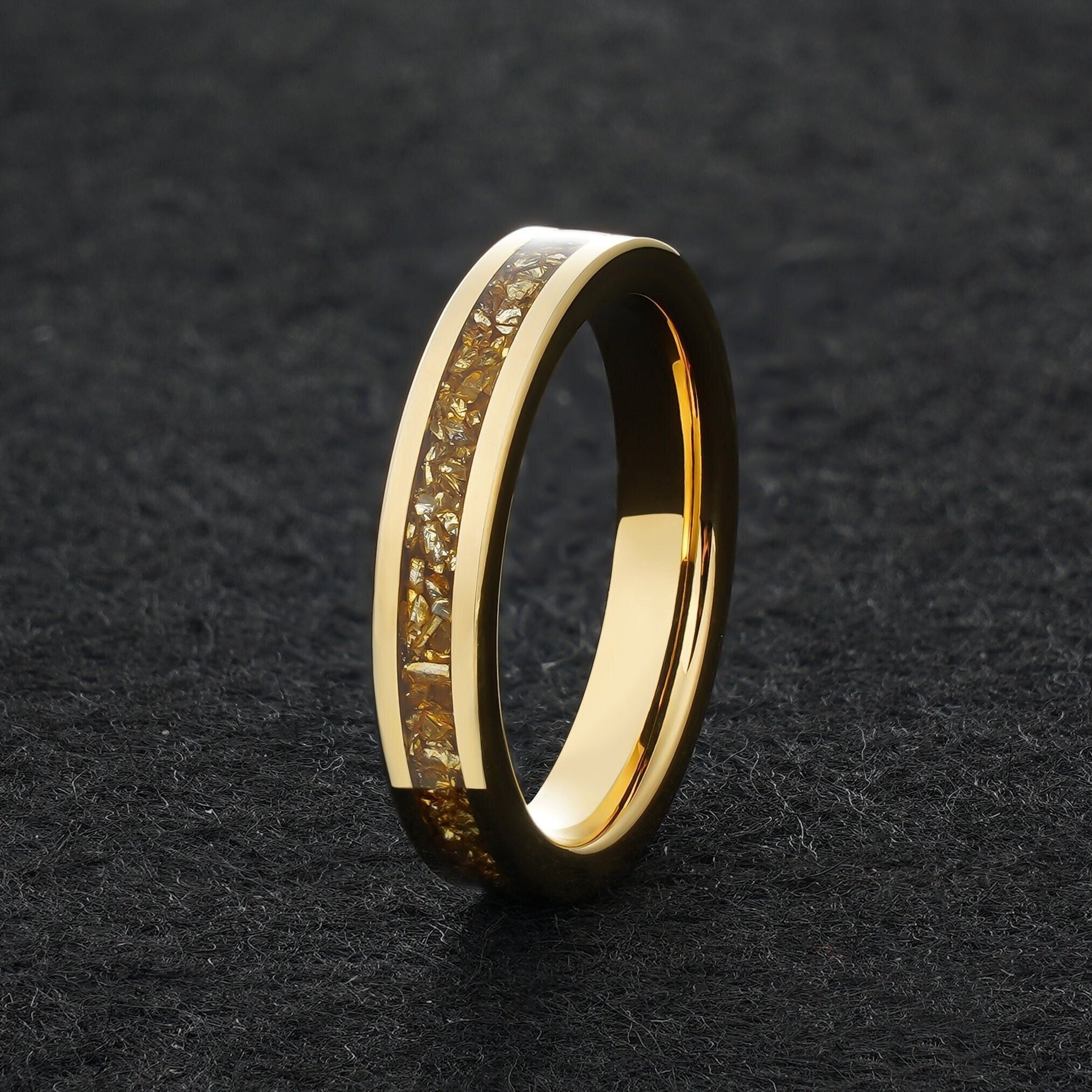 Gold German Glass Ring Gold Tungsten Ring Women's - Etsy