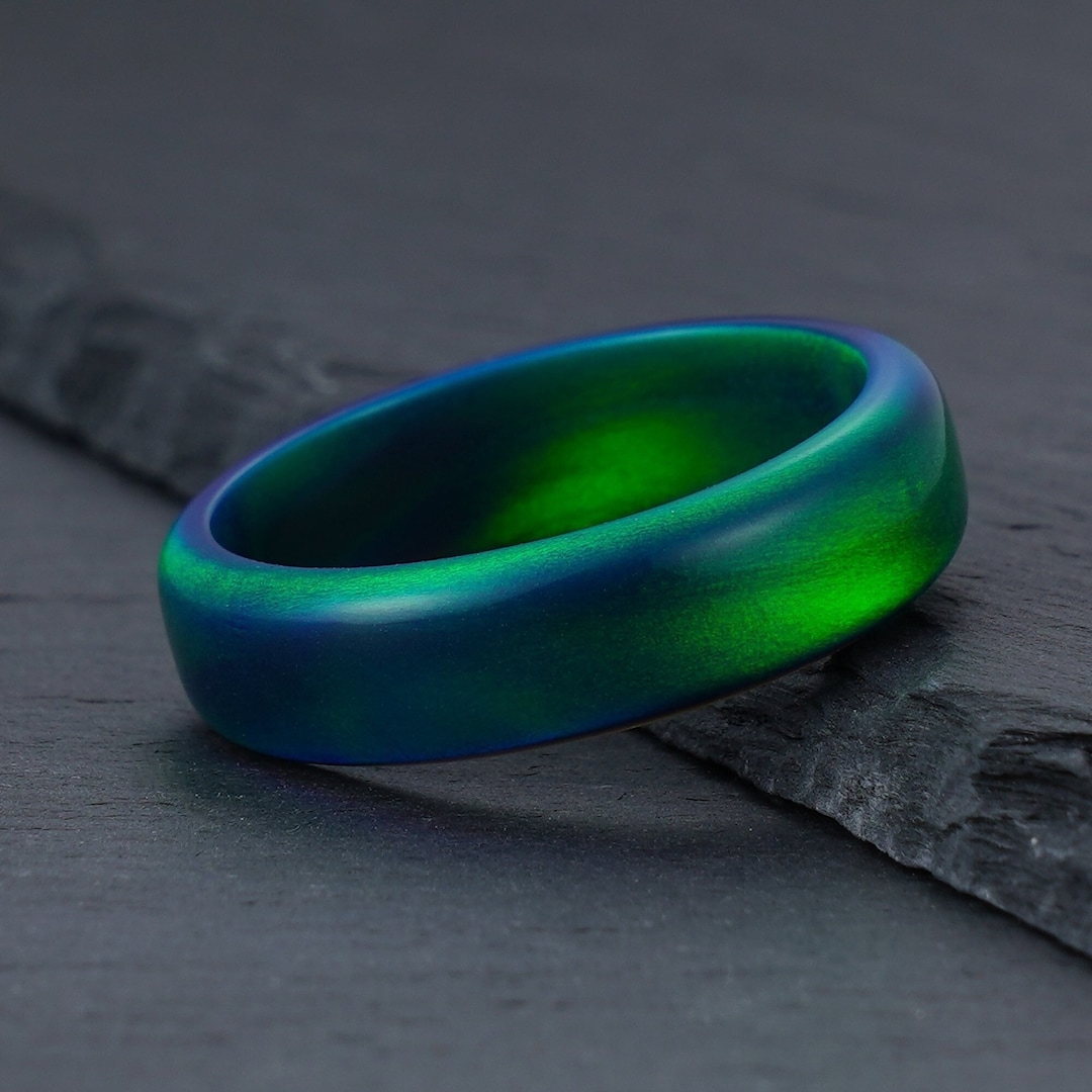 Green & Blue Opal Ring, Northern Lights Ring, Iridescent Ring, Mens ...