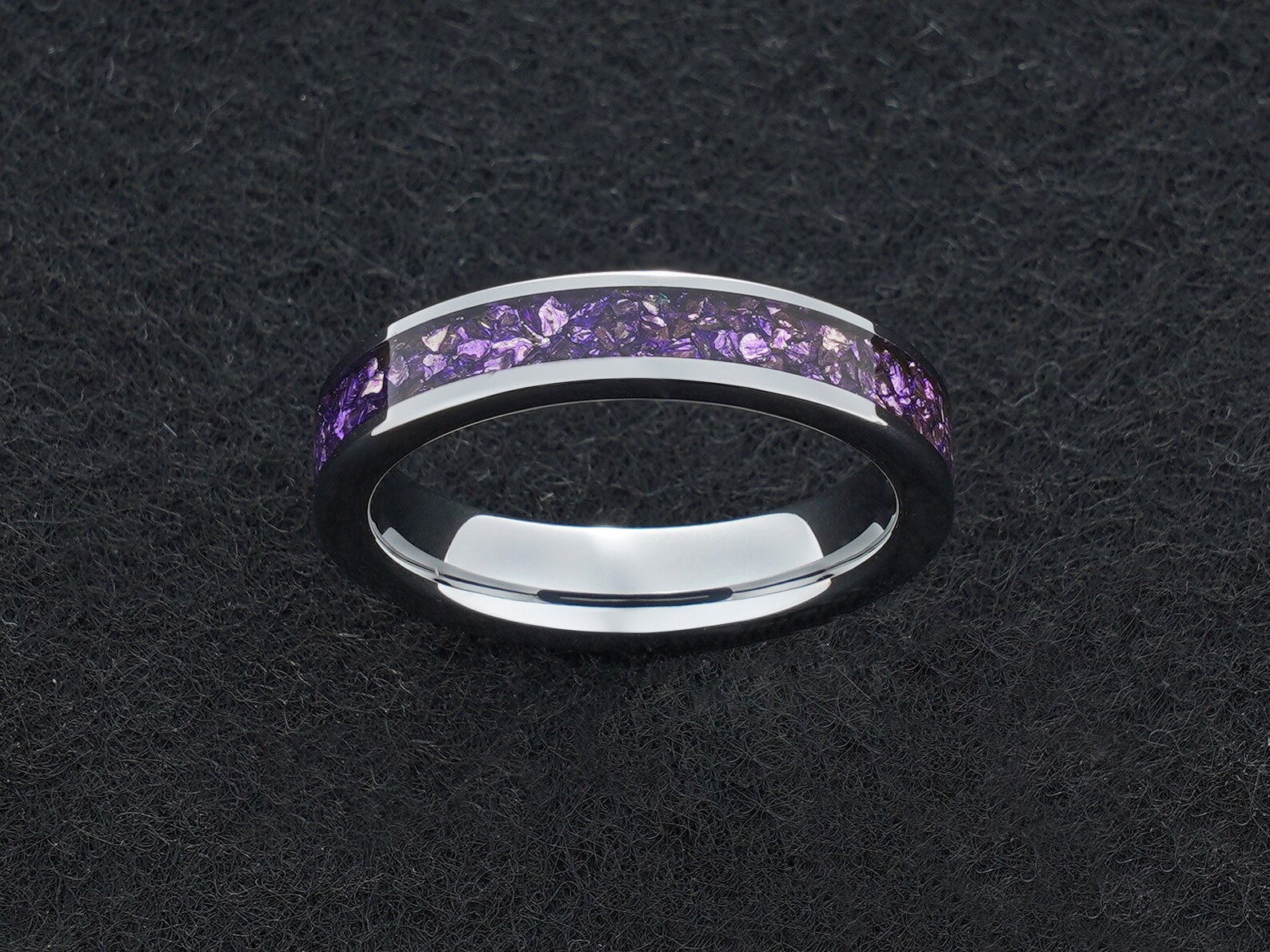 Purple Amethyst Ring Silver Tungsten Ring Womens Ring Mens - Etsy