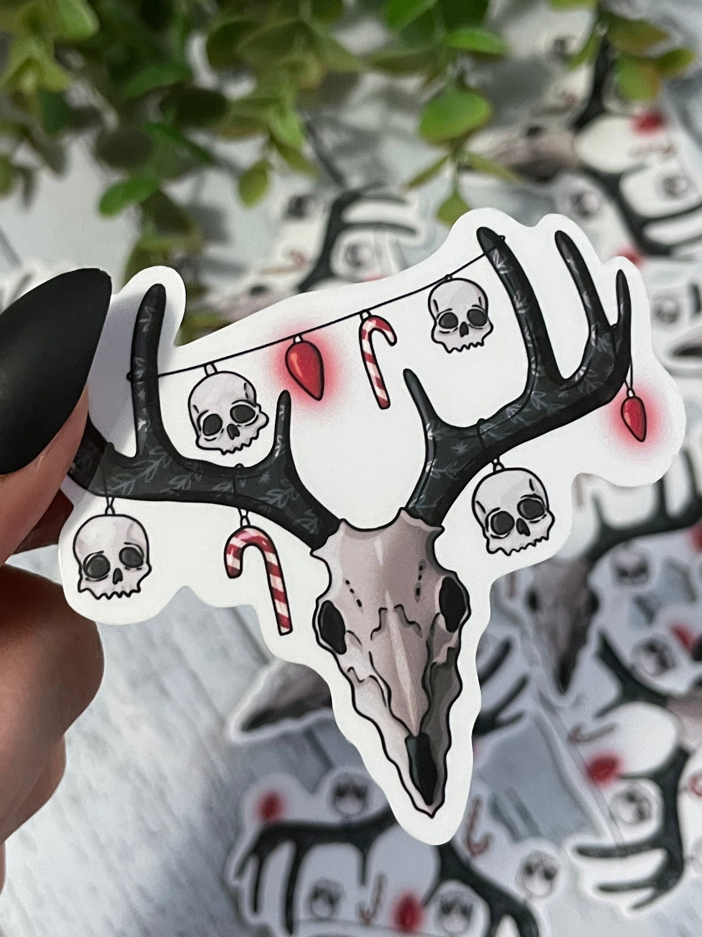 Horror Christmas, Deer Head Sticker Dark Christmas Candy Sticker Custom ...