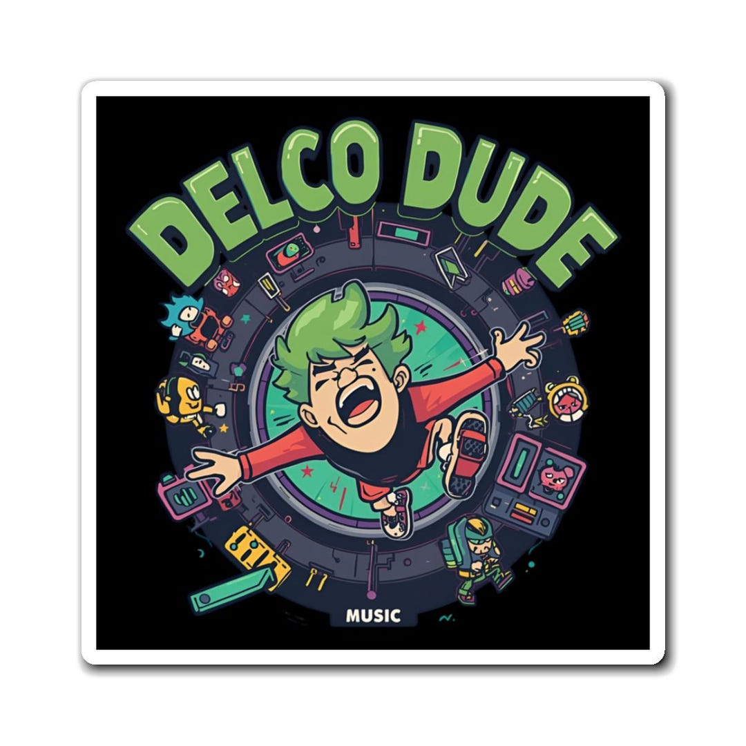 Delco Dude Music Character Magnet | Retro Gamer Refrigerator Magnet - Etsy