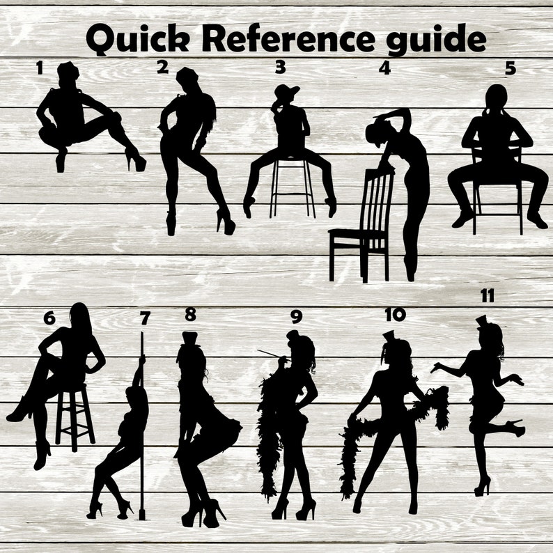 Burlesque Dancing Silhouette Pack 11 Designs Digital Download 20 Png ...