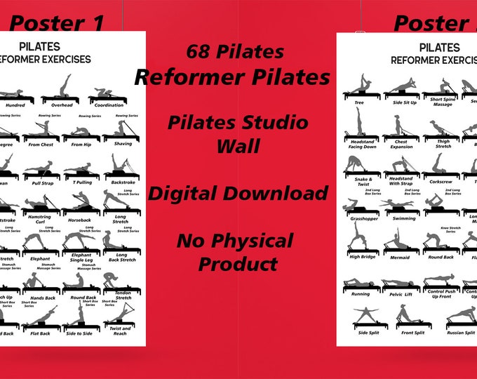 Pilates Reformer Poster 68 Pilates Move -home Pilates Studio Printable ...