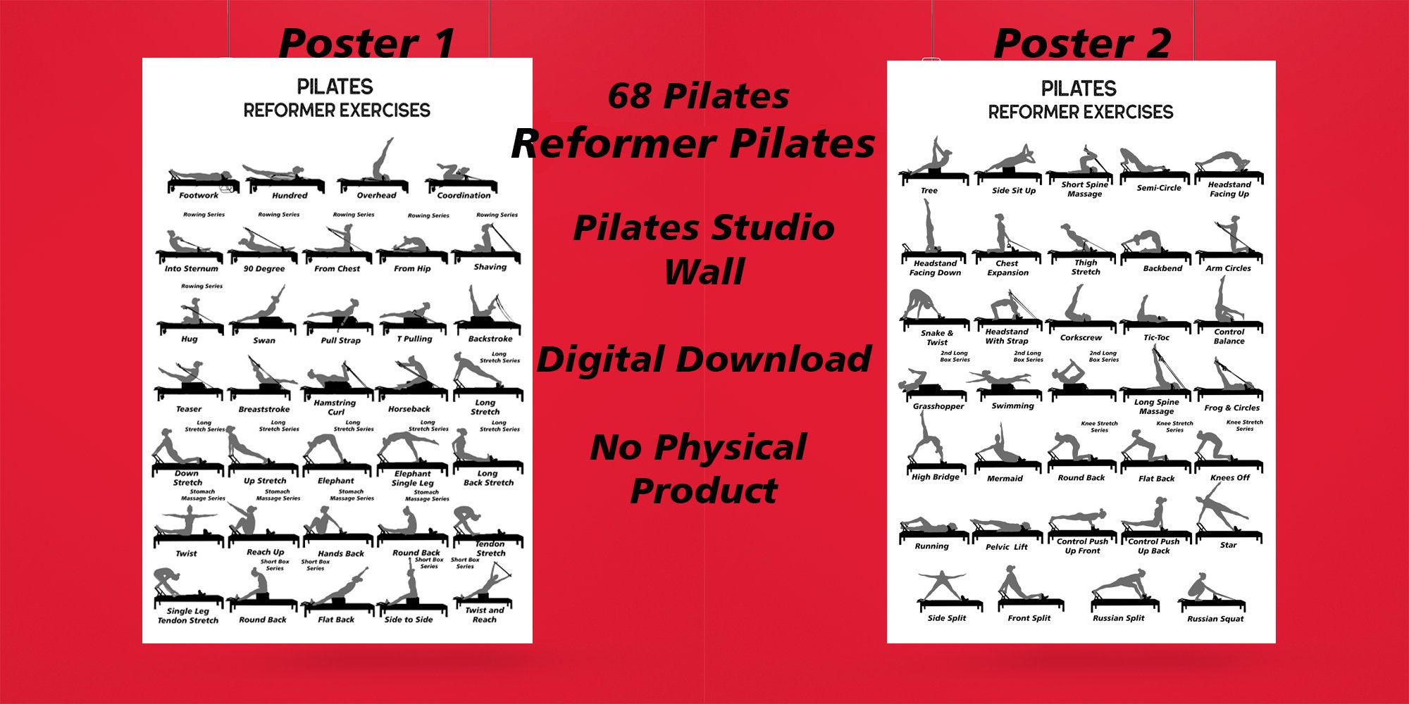 Pilates Reformer Poster 68 Pilates Move home Pilates Studio Printable ...
