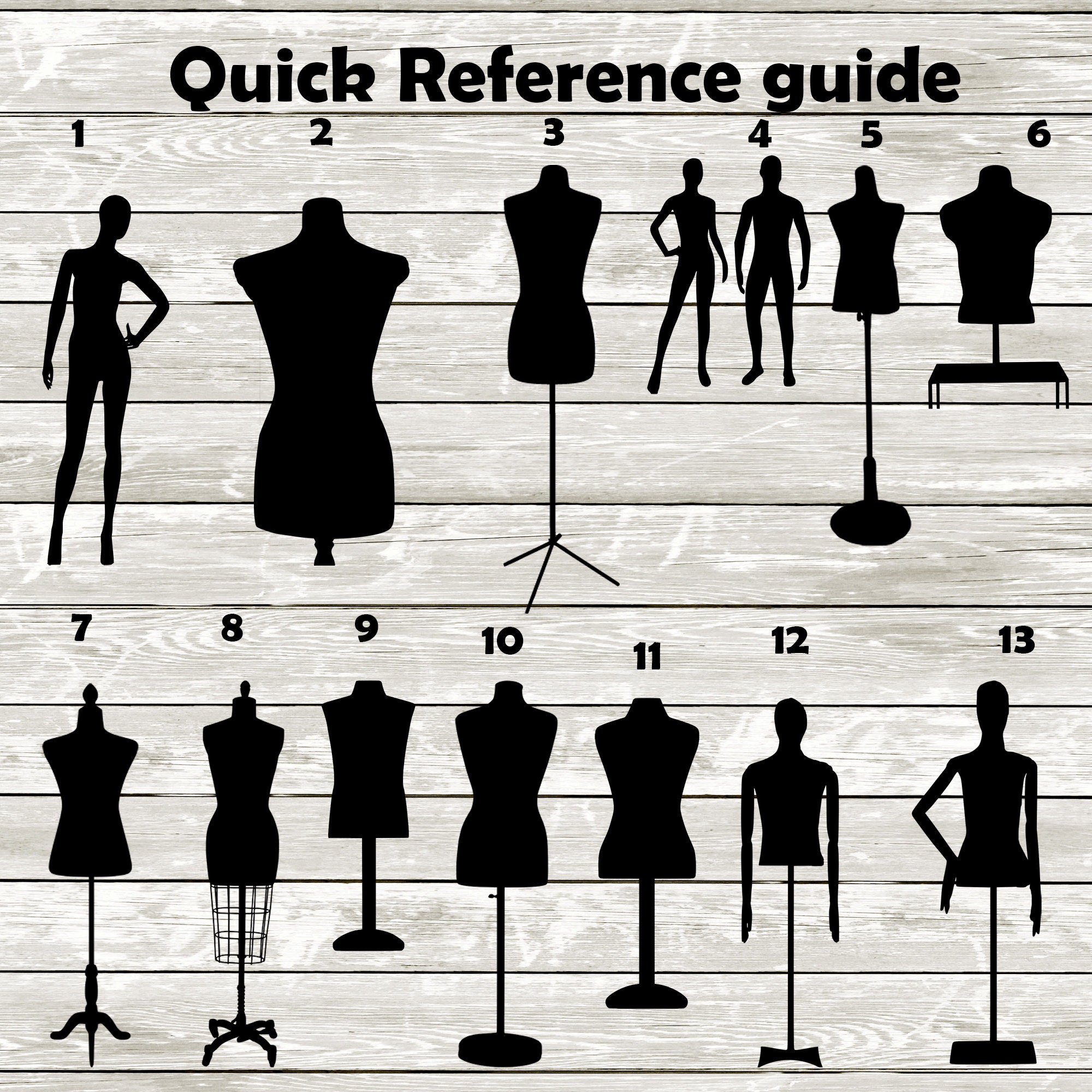Mannequin Silhouette Pack 13 Bust Form Designs Digital Download 20 Png ...
