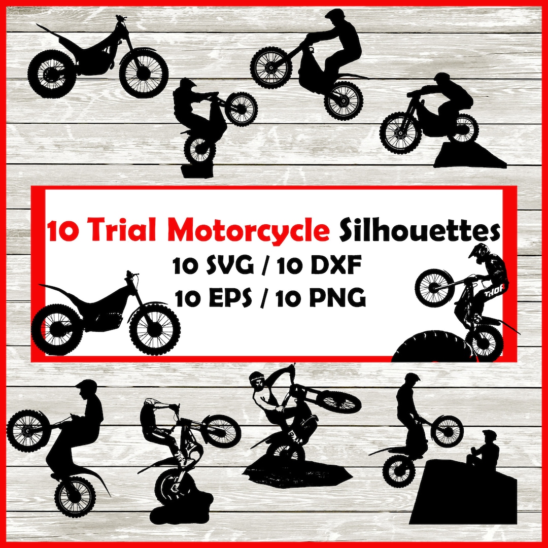Trial Biking Silhouette Pack - 10 Observed Trials Designs | Digital ...