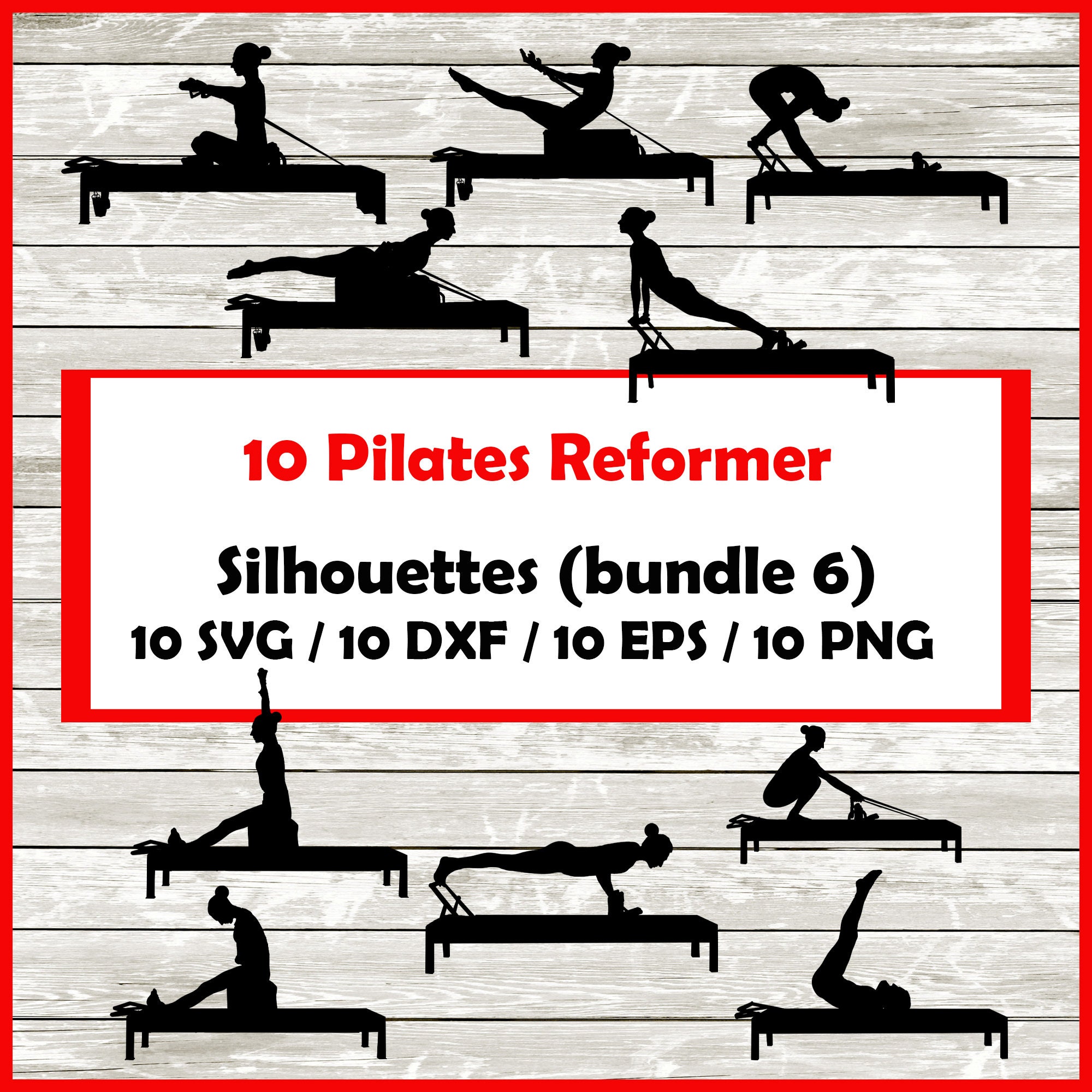 Reformer Pilates Fitness Silhouette 10 Designs Digital Download SVG ...