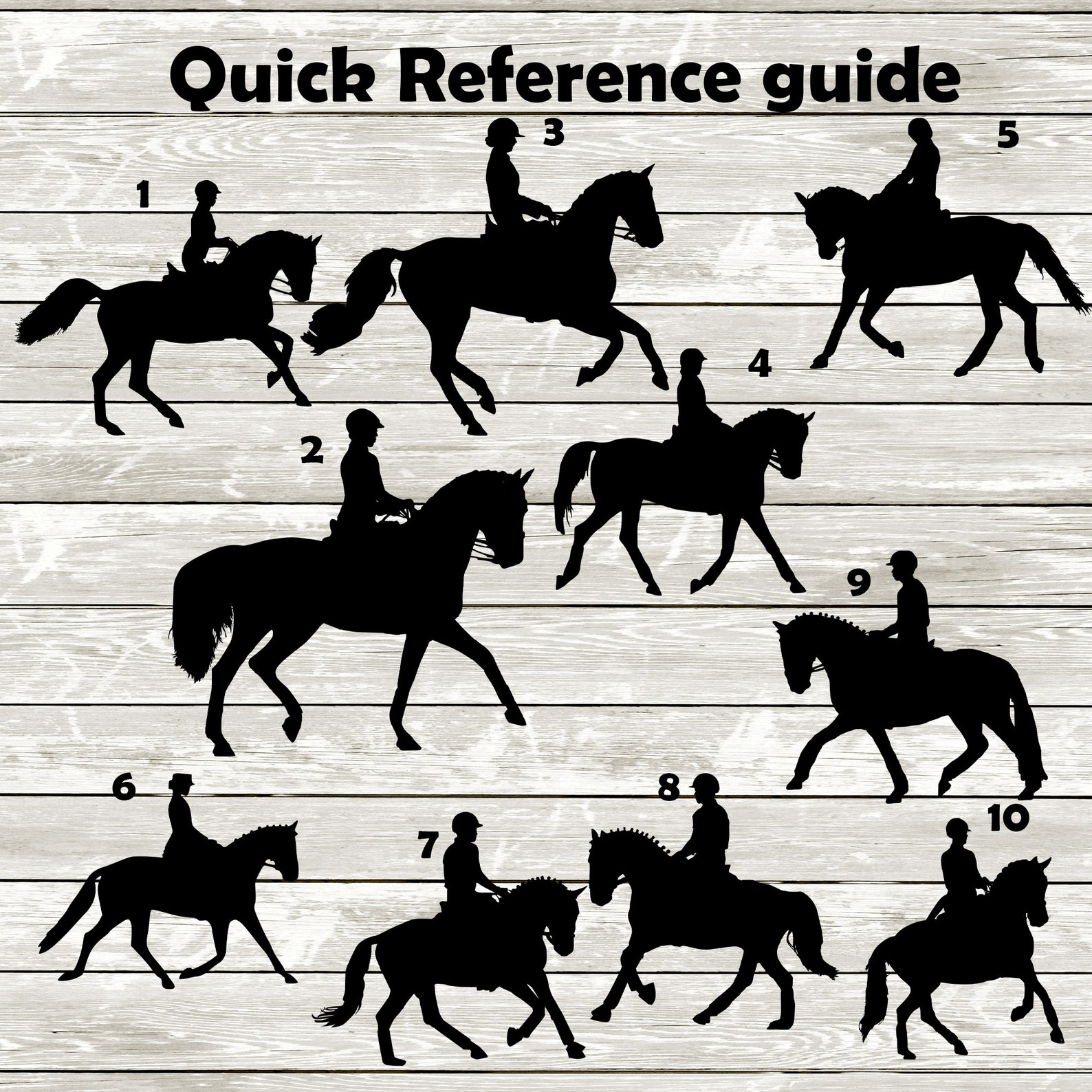 Dressage Horse Silhouette Pack - 20 Horse Riding Designs | Digital ...