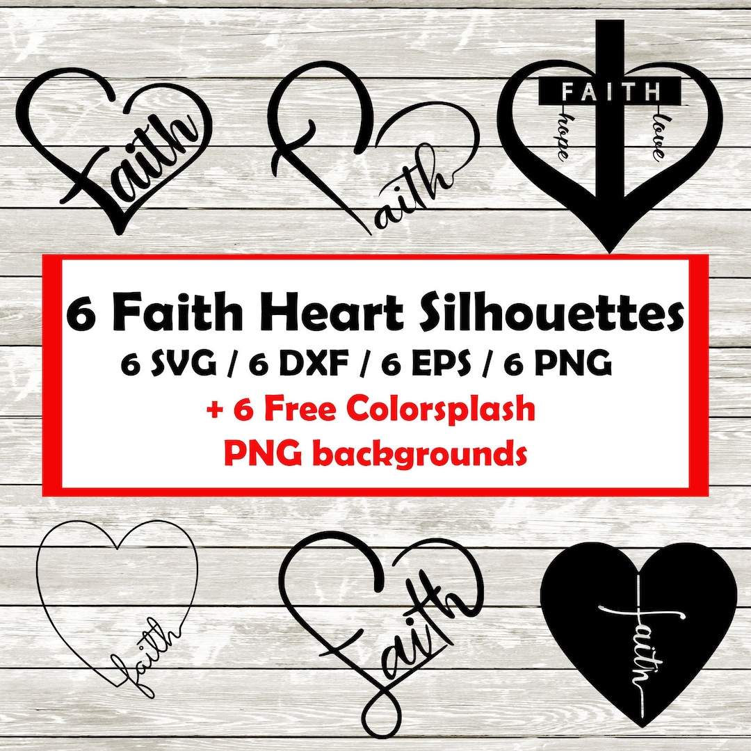 Faith Heart Silhouette Pack - 6 Designs | Digital Download | 6 Png ...