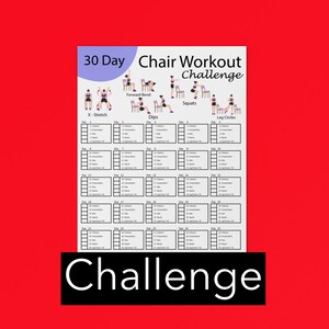 30 Day Chair Workout Challenge Printable | Chair Yoga Guide | Workout ...
