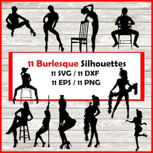 Burlesque Dancing Silhouette Pack 11 Designs Digital Download 20 Png ...