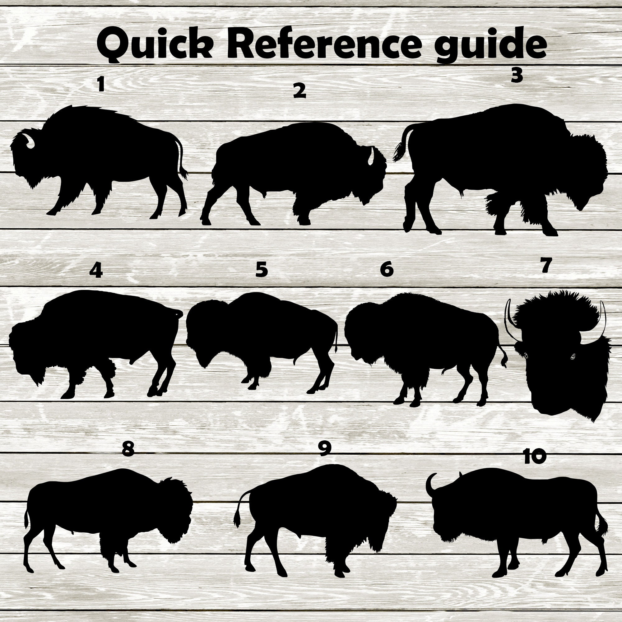 Bison Silhouette Pack - 10 Designs | Digital Download | 10 Png , SVG ...