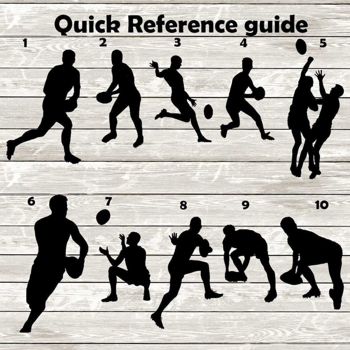 Afl Silhouette Pack 10 Aussie Rules Designs Digital Download 10 Png ...