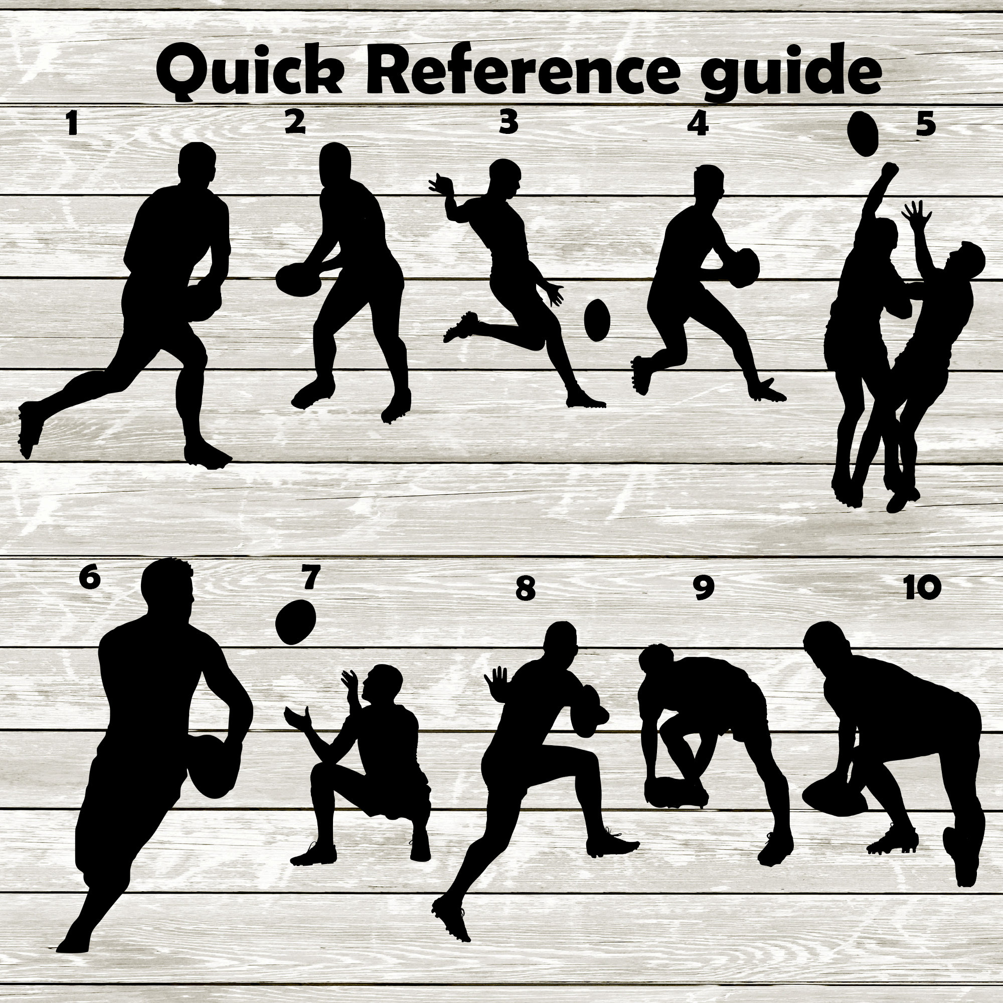 Afl Silhouette Pack - 10 Aussie Rules Designs Digital Download |10 Png ...