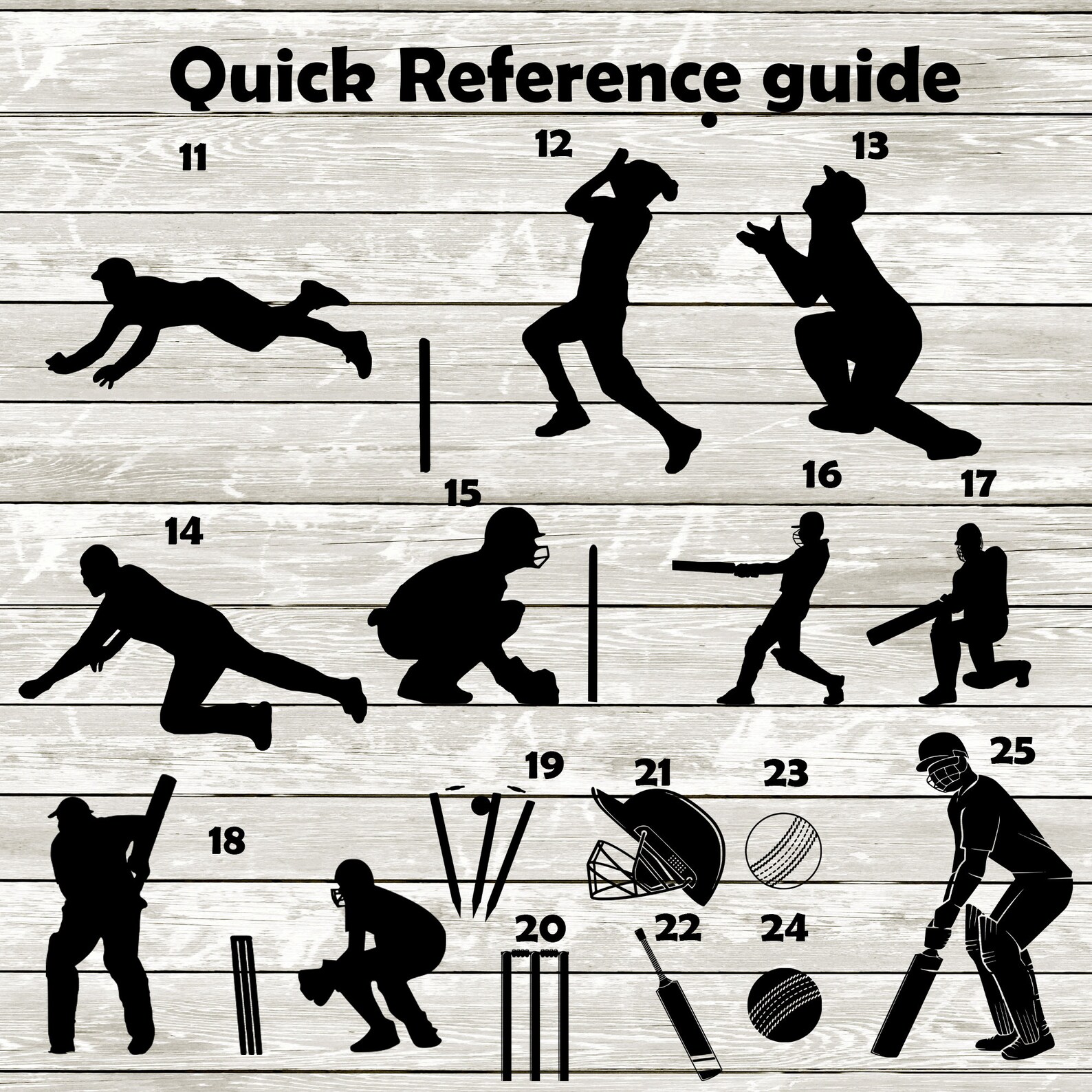 Cricket Silhouette Pack - 25 Cricket Player Designs Digital Download ...