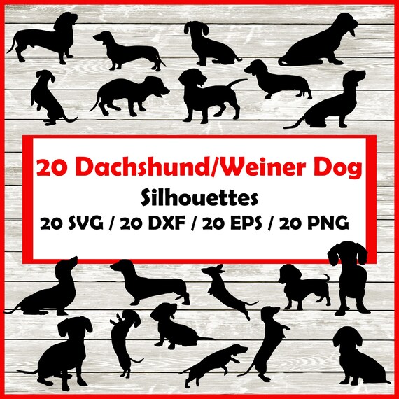 Dachshund Dog Silhouette Pack 20 Weiner Dog Sausage Dog - Etsy