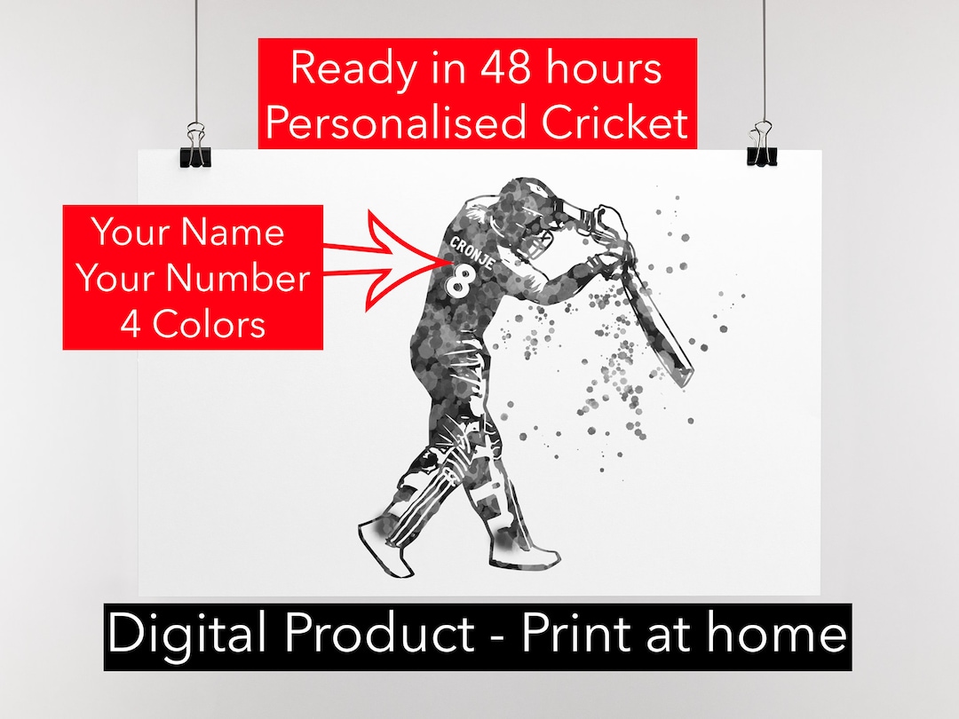 Custom Cricket Art, Personalized Cricket Gifts for Boys Him, Cricket ...