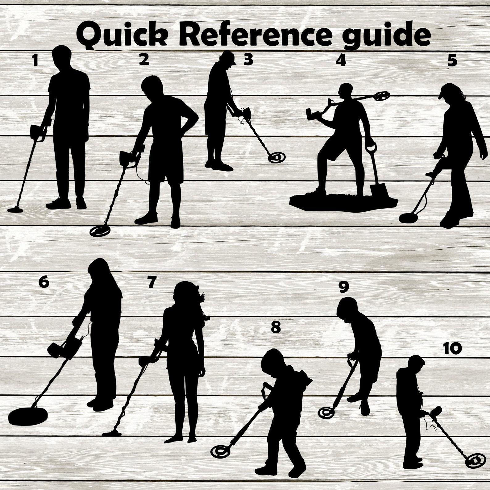 Metal Detecting Silhouette Pack 10 Metal Detector Designs Digital ...