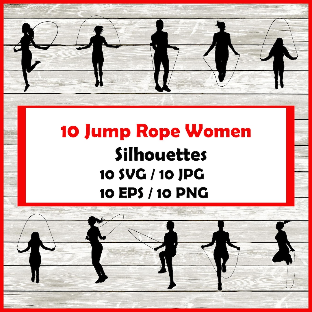 Rope Jump Silhouette Pack - 10 Rope Skipping Designs Digital Download ...