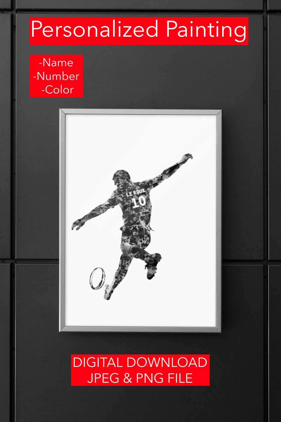 Custom Rugby Poster, Personalized Rugby Art, Rugby Player Print, Gifts ...