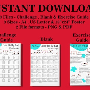 30 Day Lose Belly Fat Challenge Stomach Exercise Belly Workout Digital ...