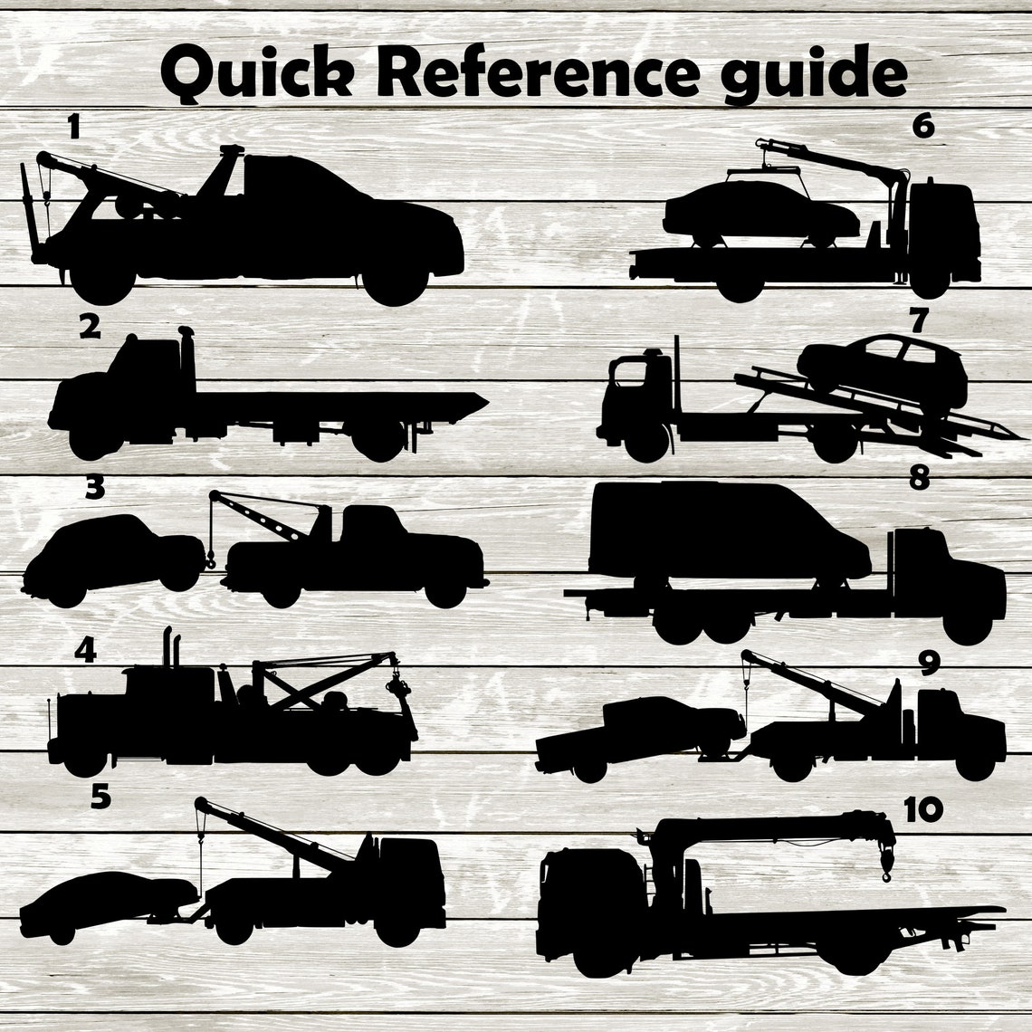 Tow Truck Silhouette Pack - 20 Designs | Digital Download | 20 Png ,SVG ...