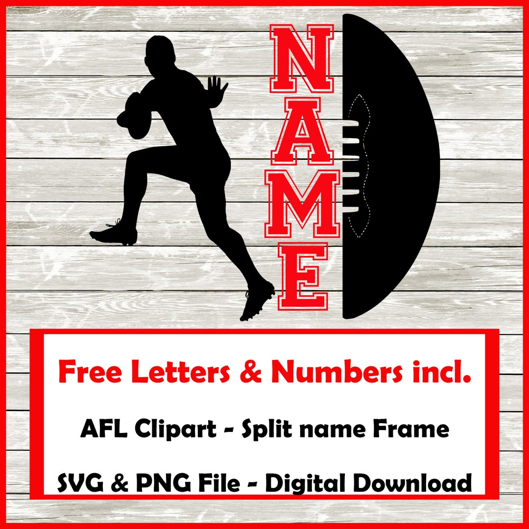 Australian Football League - AFL Clipart: Black Split Name Frame Ball ...