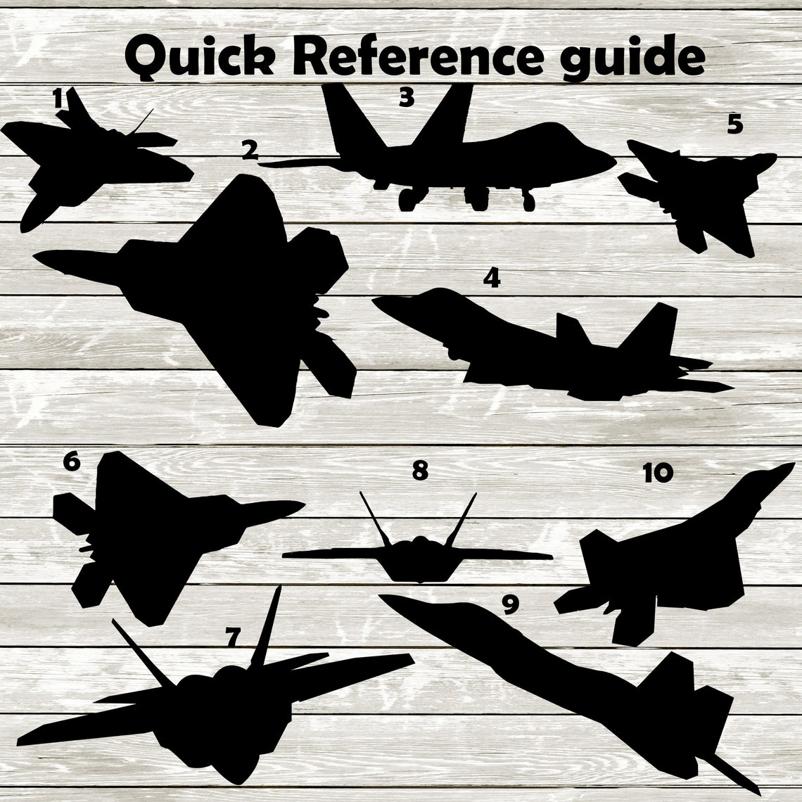 F-22 Raptor Silhouette Pack 10 Fighter Jet Designs Digital Download 10 ...