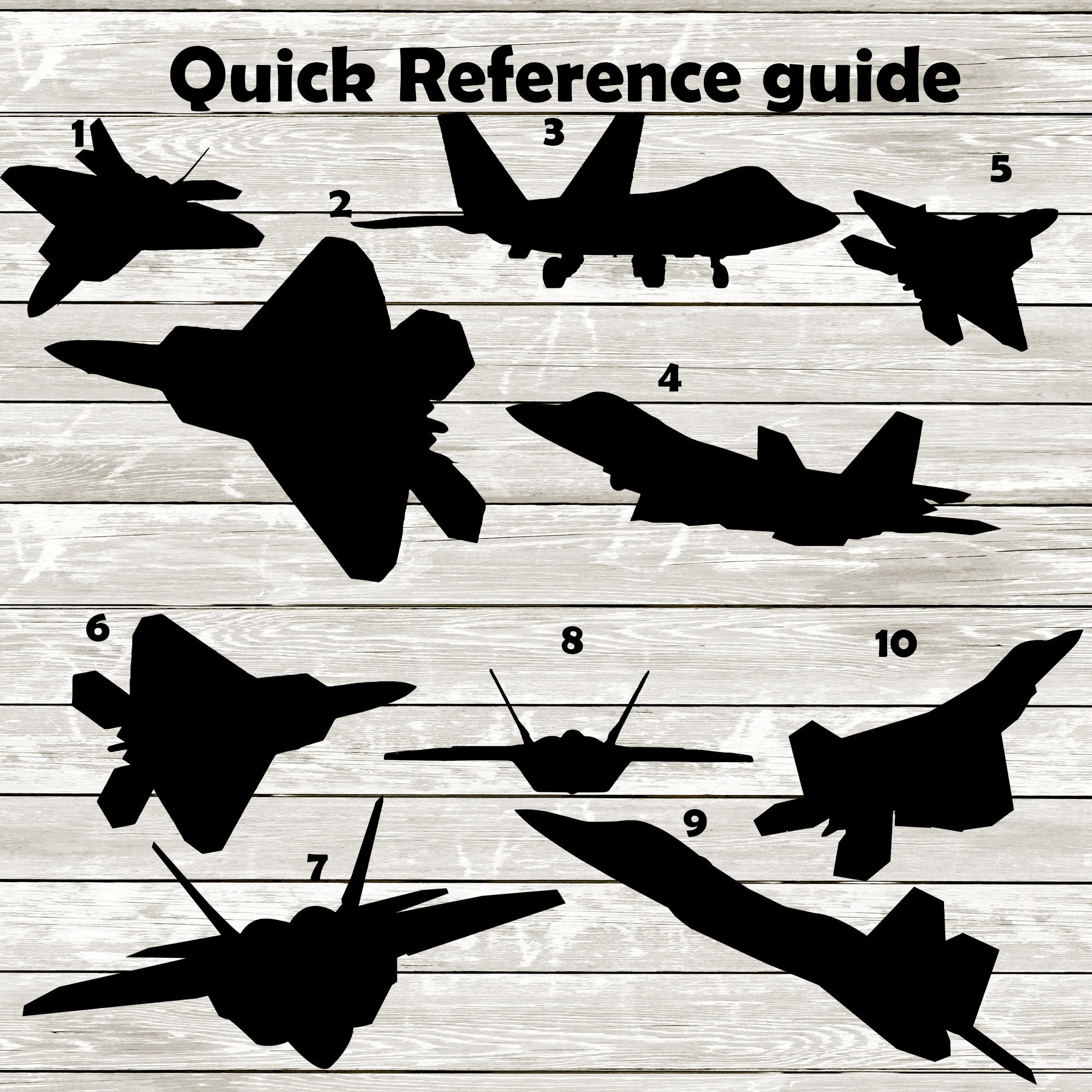 F-22 Raptor Silhouette Pack 10 Fighter Jet Designs Digital Download 10 ...
