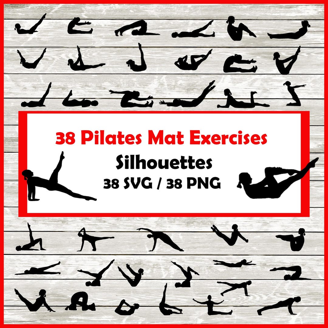 Pilates Mat Fitness Silhouette - 38 Designs | Digital Download | SVG ...
