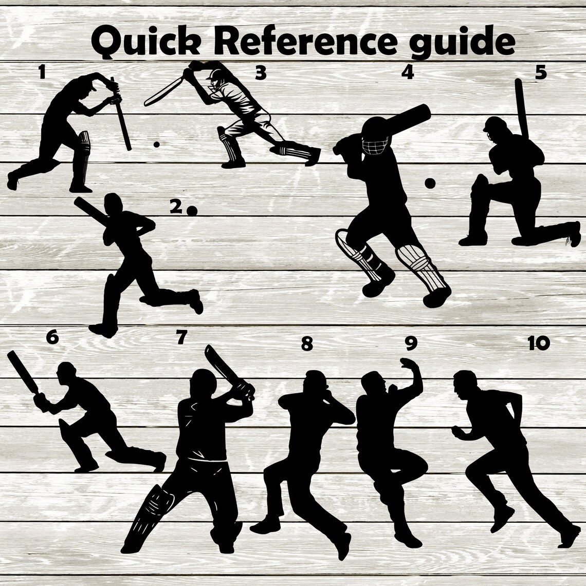 Cricket Silhouette Pack - 25 Cricket Player Designs Digital Download ...