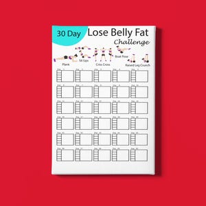 30 Day Lose Belly Fat Challenge Stomach Exercise Belly Workout Digital ...