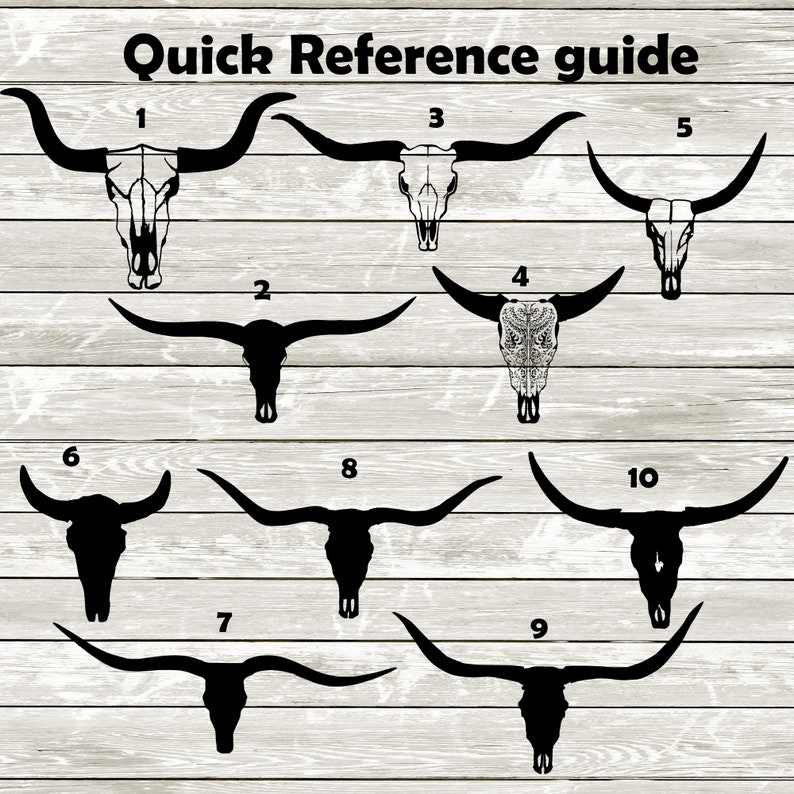 Longhorn Skull Silhouette Pack - 10 Designs | Digital Download 10 Png ...