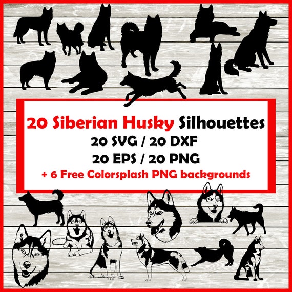 Husky Silhouette Pack 20 Siberian Husky Dog Designs - Etsy