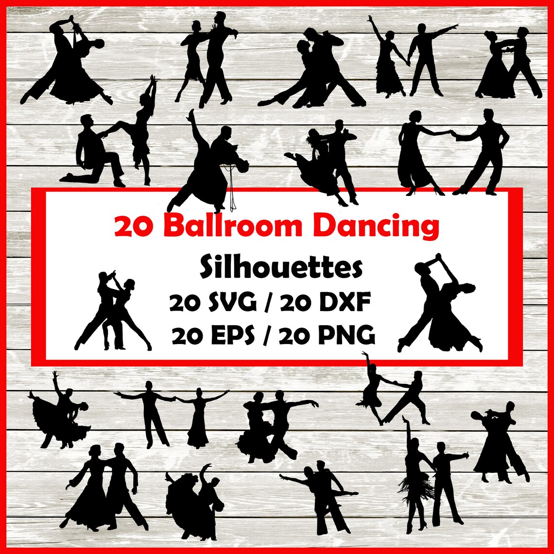 Ballroom Dancing Silhouette Pack - 20 Designs Digital Download |20 Png ...