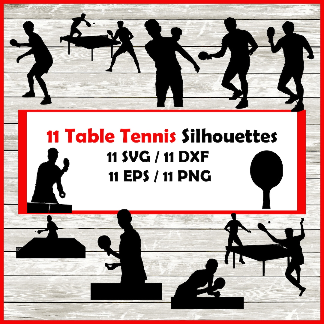 Table Tennis Silhouette Pack - 11 Ping Pong Designs Digital Download ...