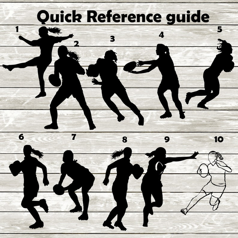 Rugby Women Silhouette Pack - 20 Women Rugby Player Designs Digital ...