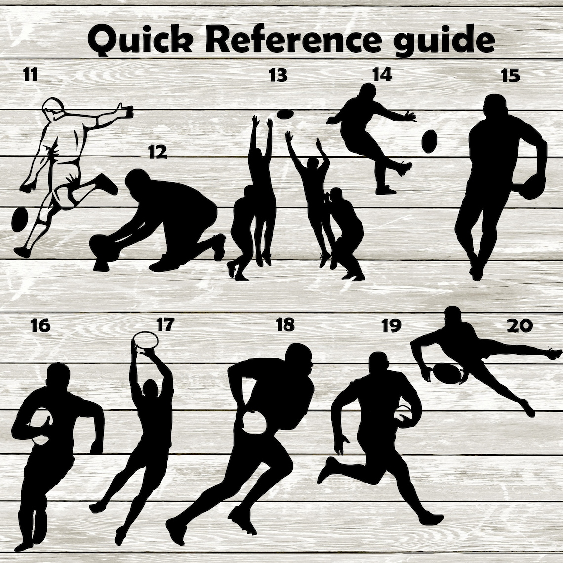 Rugby Silhouette Pack 20 Rugby Player Designs Digital Download 20 Png ...