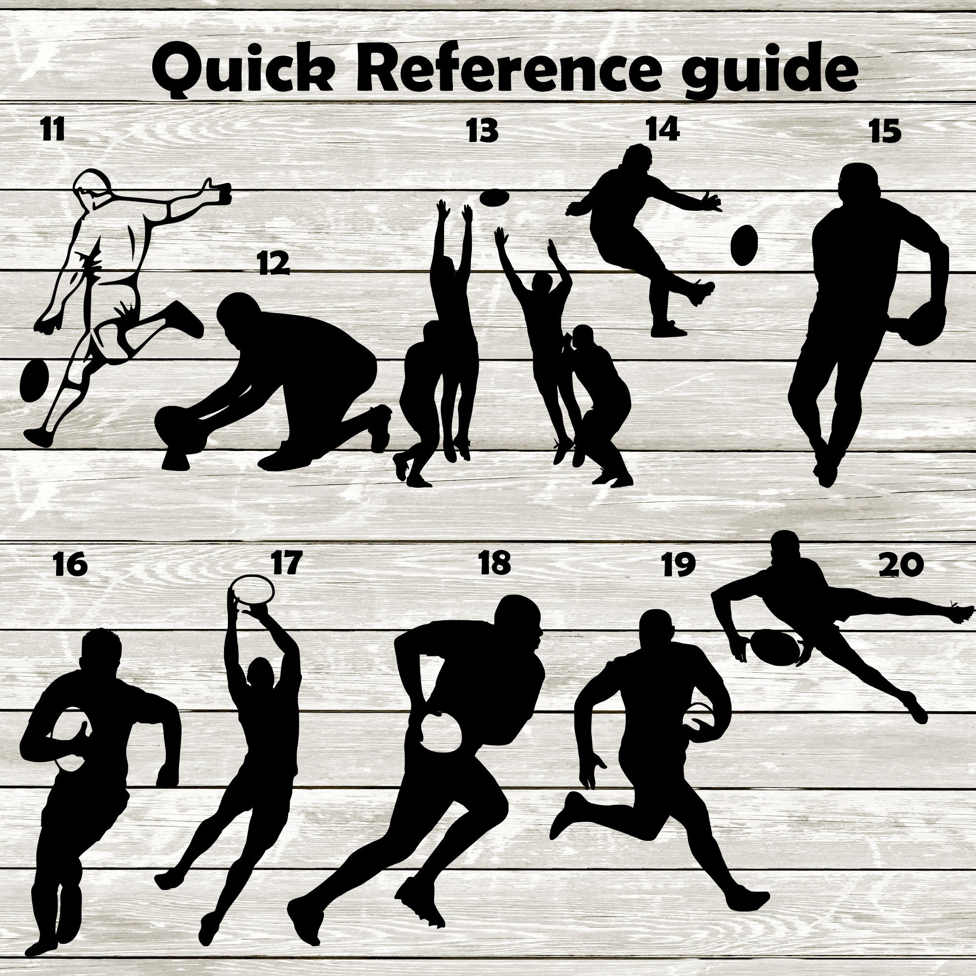 Rugby Silhouette Pack 20 Rugby Player Designs Digital Download 20 Png ...
