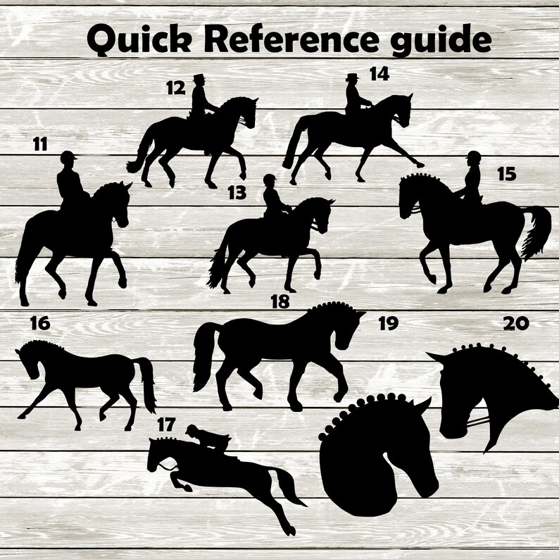 Dressage Horse Silhouette Pack - 20 Horse Riding Designs | Digital ...