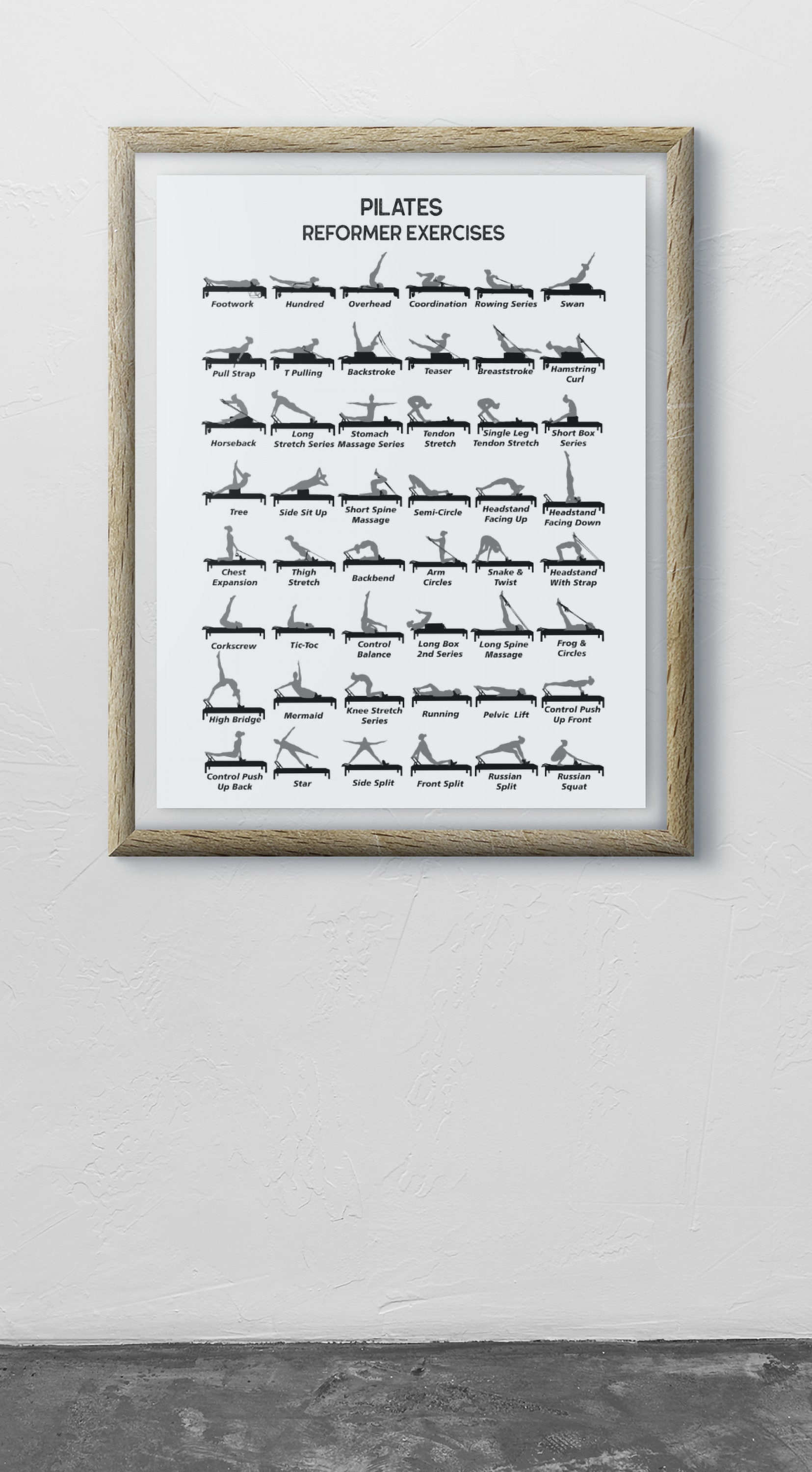 Pilates Reformer Poster Move Basic-home Pilates Studio Printable ...