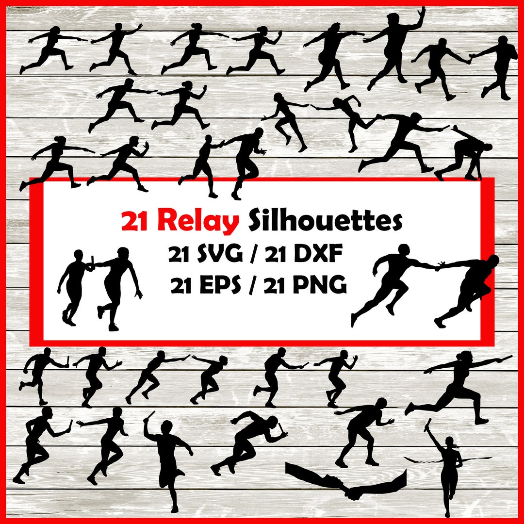 Relay Silhouette Pack - 21 Relay Running Designs Digital Download |21 ...