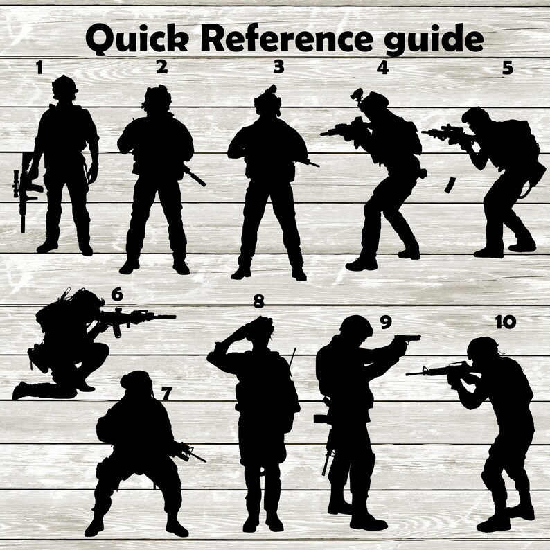 Army Soldiers Combat Silhouette Pack 25 Designs Digital Download 25 Png ...