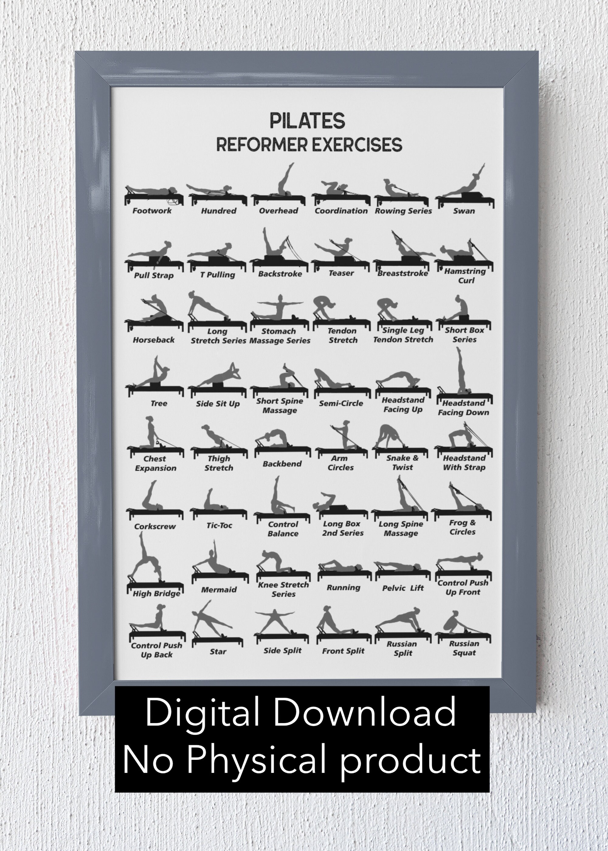 Pilates Reformer Poster Move Basic-home Pilates Studio Printable ...