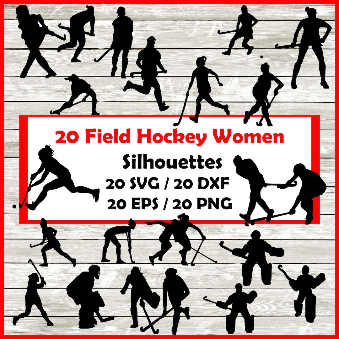 Field Hockey Women Silhouette Pack - 20 Female Hockey Player Designs ...